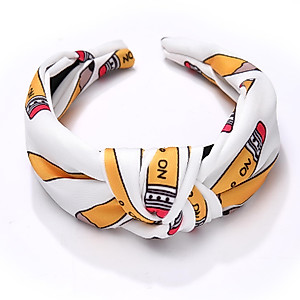 YAHPERN Teacher Headband for Women Wide Knotted Pencil Crayon School Headband Teacher Appreciation Gifts