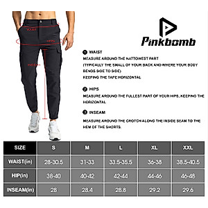 Pinkbomb Men's Hiking Cargo Pants with 7 Pockets Slim Fit Stretch Joggers Golf Cargo Work Pants for Men (Light Grey, M)