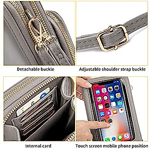 Touch Screen Crossbody Cellphone Purse, RFID Blocking Wallet Adjustable Straps Handbag PU Leather Shoulder Bag with Card Slots Multiple Zipper Closure for Women (Black)