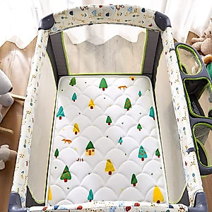 Noiseless Premium Foam Pack and Play Mattress Topper-Breathable and Odorless Playpen Mattresses Topper,Sturdy Edges and Non-Toxic Play Yard Mattress Pad Fits for Graco & Baby Trend & Pamo Babe Playard