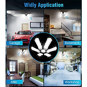 TANBABY Motion Sensor Garage Light,Ultra Bright 18000LM Garage Light LED Ceiling with Motion,180W Deformable Garage Lighting,Screw in Motion Activated Garage Light for Basement Attic Shop (180, Watts)