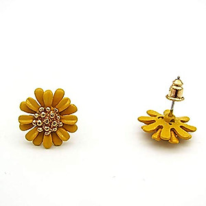 QIAN0813 Bohemian Sunflower Daisy Flower Stud Earring for Women Sweet Temperament Female Statement Earrings (Orange)