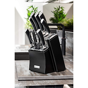 Rockingham Forge 9-Piece Kitchen Knife Block Set, Equilibrium Series - Professional Stainless Steel Chefs Knives Selection
