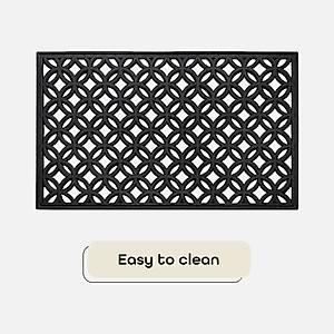 Wrought Iron Rubber Door Mat, Diamond - 18 Inch Width, 30 Inch Length - Durable, Easy to Clean & Decorative Outdoor Welcome Mats - Heavy Duty for All Weather - Doormat Traps Dirt, Debris, & Mud