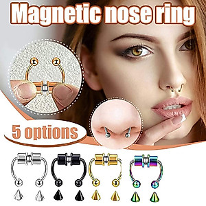 DANSOAN Fake Nose Ring for Women Teenager Stainless Steel Nose Cuffs Septum Nose Ring Piercings on Non-Pierced Nose Ring for Women Men