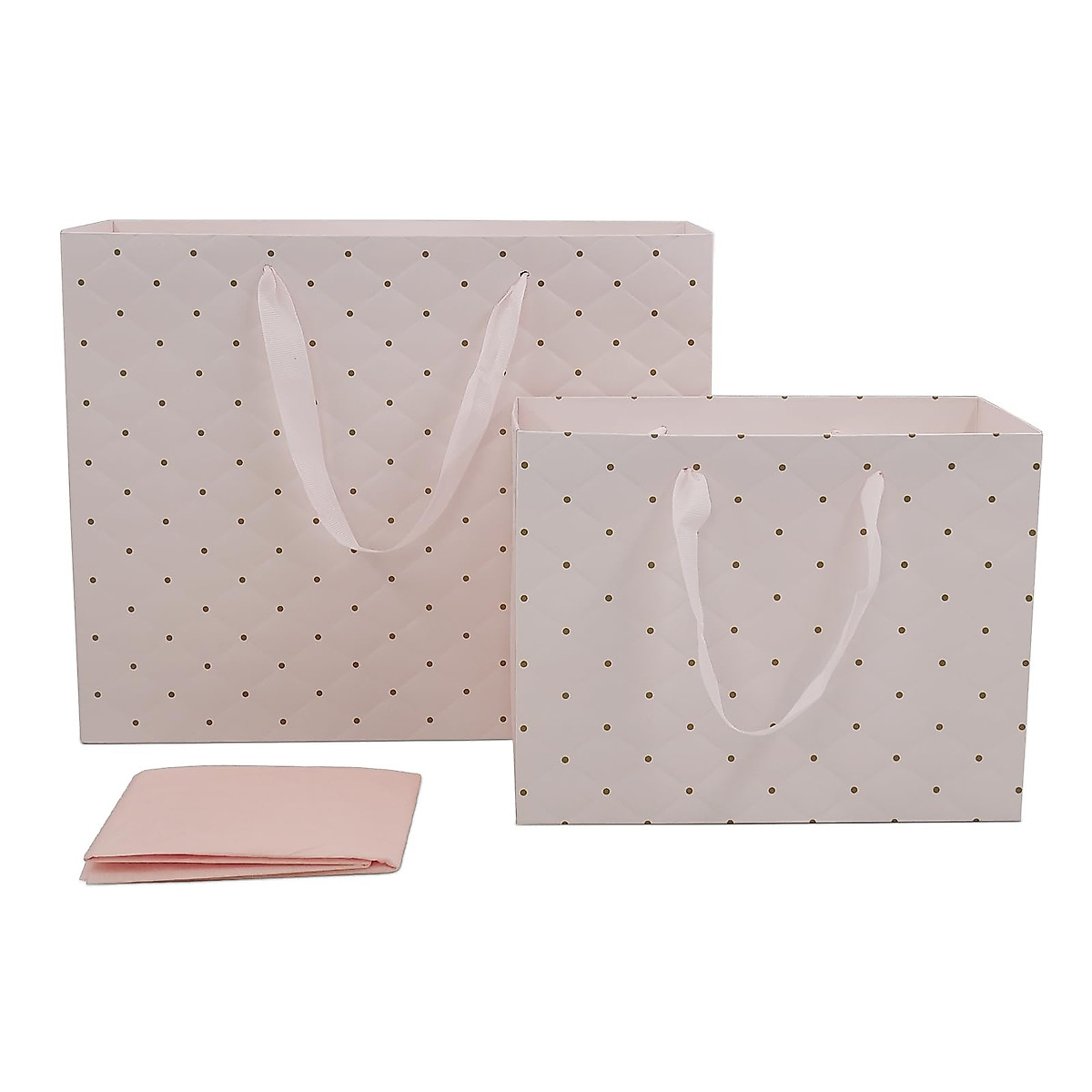 WRAPACK Pink Gift Bags with Handles and Tissue Paper, 13'' Large and 9'' Medium Paper Bags, 2-Pack Gift Bag for Girls Baby Bridal Shower Wedding Birthday