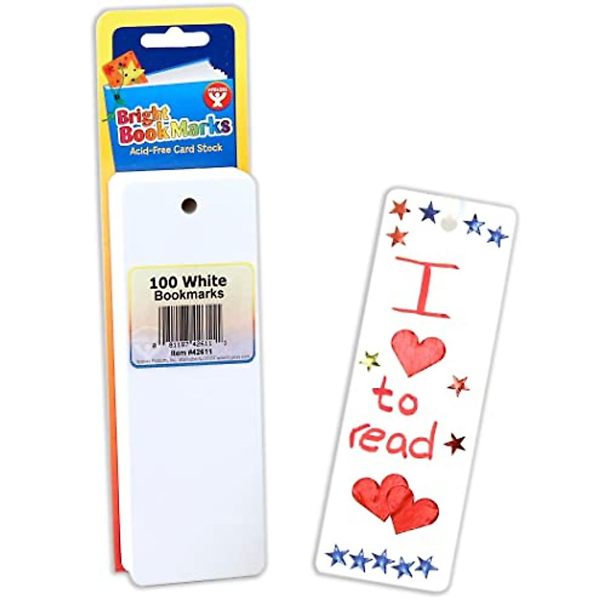Hygloss Mighty Bright Bookmarks, Ultra White, 100 Per Pack, 3 Packs (Hyg42611-3)