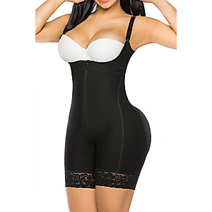YIANNA Fajas Colombianas Shapewear for Women Postparto Postpartum Tummy Control Body Shaper Butt Lifter Bodysuit Black,YA7212-Black-XL