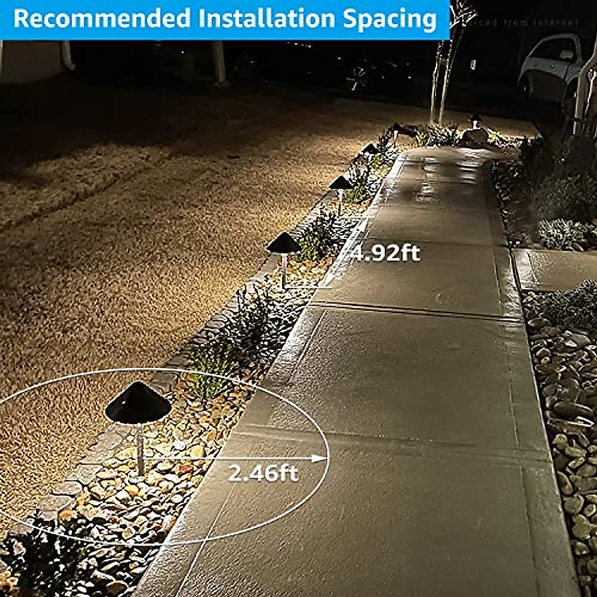 LEONLITE LED Landscape Path Light, 3W 147LM 12-24V AC/DC ETL CRI90+ Wired Outdoor LED Walkway Light, Unique Vintage Golden Texture, Aluminum Construction Low Voltage Pathway Lights IP65 3000K, 4 Pack