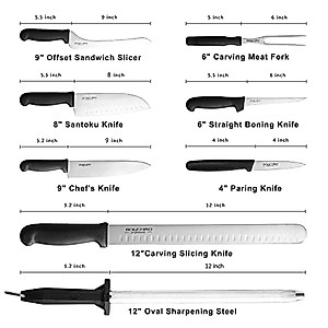 Professional 9 Piece Roll Knife Set, BBQ Knife Set, Knife Roll, Japanese Style Premium Stainless Steel Chef Knife Set, Kitchen Knife Set in One Set with Carrying Bag (Kitchen Knives Set)