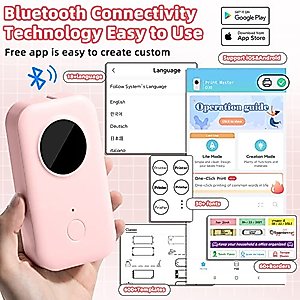 Phomemo Label Maker Machine with Tape, D30 Portable Bluetooth Label Printer for Storage, Barcode, Mailing, Office, Home, Organizing, Sticker Maker Mini Label Maker with Multiple Templates，Pink
