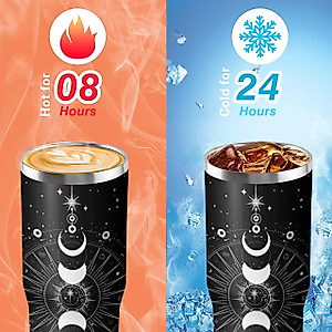 30oz Sun and Moon Tumbler with Handle, Featuring a Leak-proof 2-in-1 Lid and Straw, a Vacuum-insulated Travel Coffee Mug, Portable Stainless Steel Water Bottle, Suitable for Both Women and Men