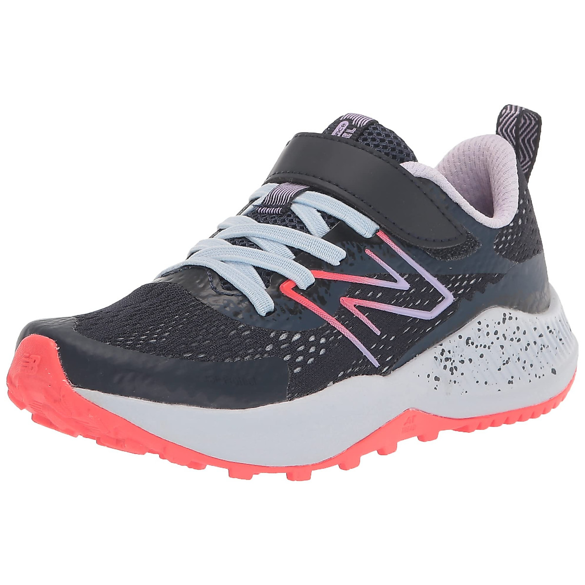 New Balance Girls Dynasoft Nitrel V5 Hook & Loop Running Shoe, Eclipse/Natural Indigo/Electric Red, 2 Little Kid