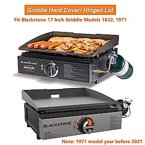 Griddle Lid for Blackstone 17 Inch Adventure Ready 1832 Griddle Flat Top Grill Station, Outdoor Hinged Lid Griddle Hard Cover Hood with Handle for 17" Blackstone Tabletop Cooking Station Griddle