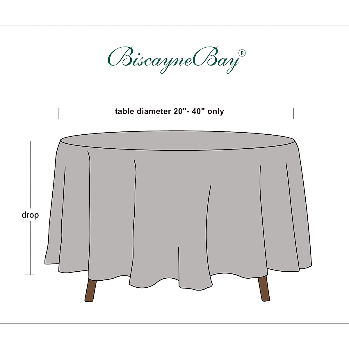 Biscaynebay Textured Fabric Tablecloths Round 60" for Tables' Diameters from 20" to 40", Natural Water Resistant Tablecloths for Dining, Kitchen, Wedding, Parties etc. Machine Washable