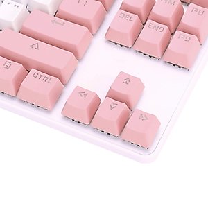 PUSOKEI Mechanical Gaming Keyboard, 87 Keys Keyboards RGB LED Rainbow Backlit Wired Keyboard, Mechinal Gaming Keyboard White+Pink, Mechanical Keyboard,Plug and Play(White)