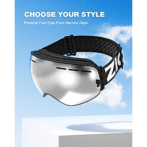 ZIONOR X Ski Snowboard Snow Goggles Replacement Lenses (VLT 9% Revo Silver Lens)