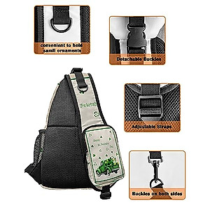 Gsypo Sling Backpack, St.Patrick's Day Shamrocks Truck Linen Waterproof Lightweight Small Sling Bag, Travel Chest Bag Crossbody Shoulder Bag Hiking Daypack for Women Men