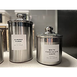 240 Minimalist Paper Pantry Labels | 2 1/2 x 2 1/2 inches | Water-Resistant | for Plastic, Metal, Stainless Steel & Glass Containers | Strong Adhering