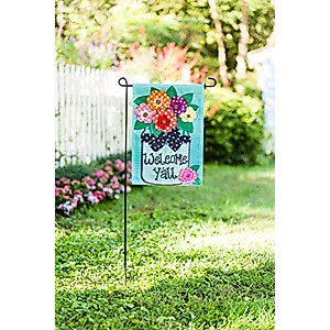 Evergreen Happy St Patrick's Day Garden Size Flag | Double Sided & 3D Applique Stitching Burlap |Green | 18-in x 12.5-in | Polka Dot Irish Clover | Outdoor Home Décor Lawn Yard Patio Deck Porch