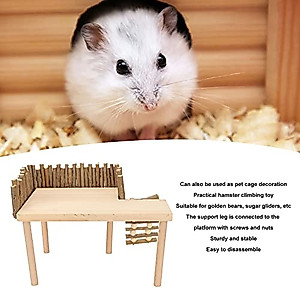 Hamster Platform, Small Pets Wooden Climbing Platform with Fence Ladder for Hamster Gerbil Mice Bird