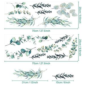 Zonon 32 Pcs Green Leaves Wall Stickers Boho Eucalyptus Leaf Wall Decals Modern Leaves Wall Decals Sage Green Wallpaper Botanical Plant Leaf Wall Decoration for Nursery Bedroom Living Room Decor