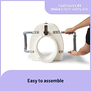Medline 5" Elongated Raised Toilet Seat, with Lock and Removable Padded Arms- A Medical Seat for Seniors, Elderly, Adults, or Post-Surgery Recovery, 1 Ct.