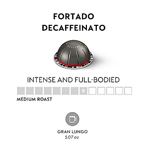 Nespresso Vertuo Fortado Decaffeinato, Gran Lungo, 30 Count Coffee Capsules (VERTUO ONLY)