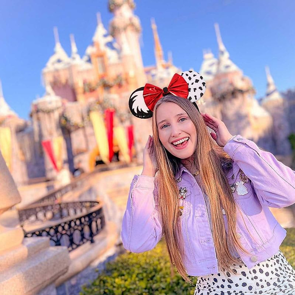 ETLUK Mouse Ears Headband, Villain Ears Bow Headband for Adult Women Girls, Park Ears Party Cosplay Accessories