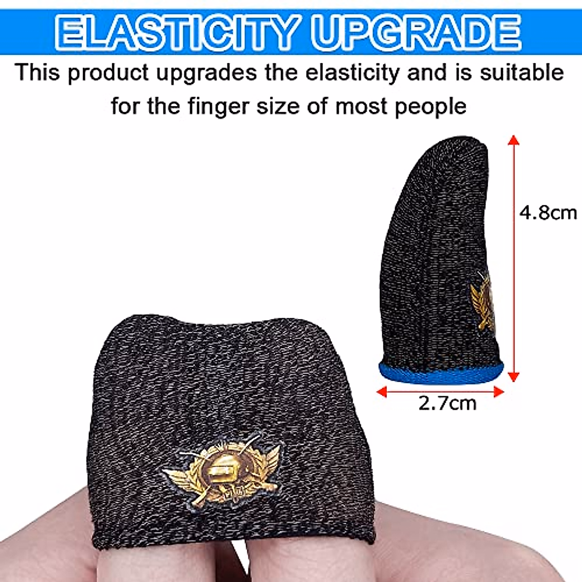 IUGGAN PUBG Mobile Finger Sleeve Thumb Gaming Gloves [10 Pack], Silver Fiber Anti-Sweat Cell Phone Finger Sleeve for Call of Duty Mobile/Rules of Survival for iPhone,Android,ipad