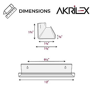 akrilex Vinyl Record Shelf Wall Mount - 8 Pack 12-inch Clear Acrylic Album Record Holder Display Rack - Art for the Records Collector