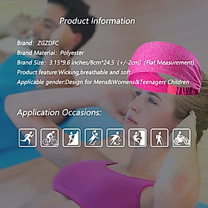 ZGZDFC 4pcs Wide Sports Headbands for Men & Women - Non Slip,Moisture Wicking Athletic Sweatband for Running,Yoga,Athletic,Fitness (Striped Blue/Blackish Green/Rose/Army Green)