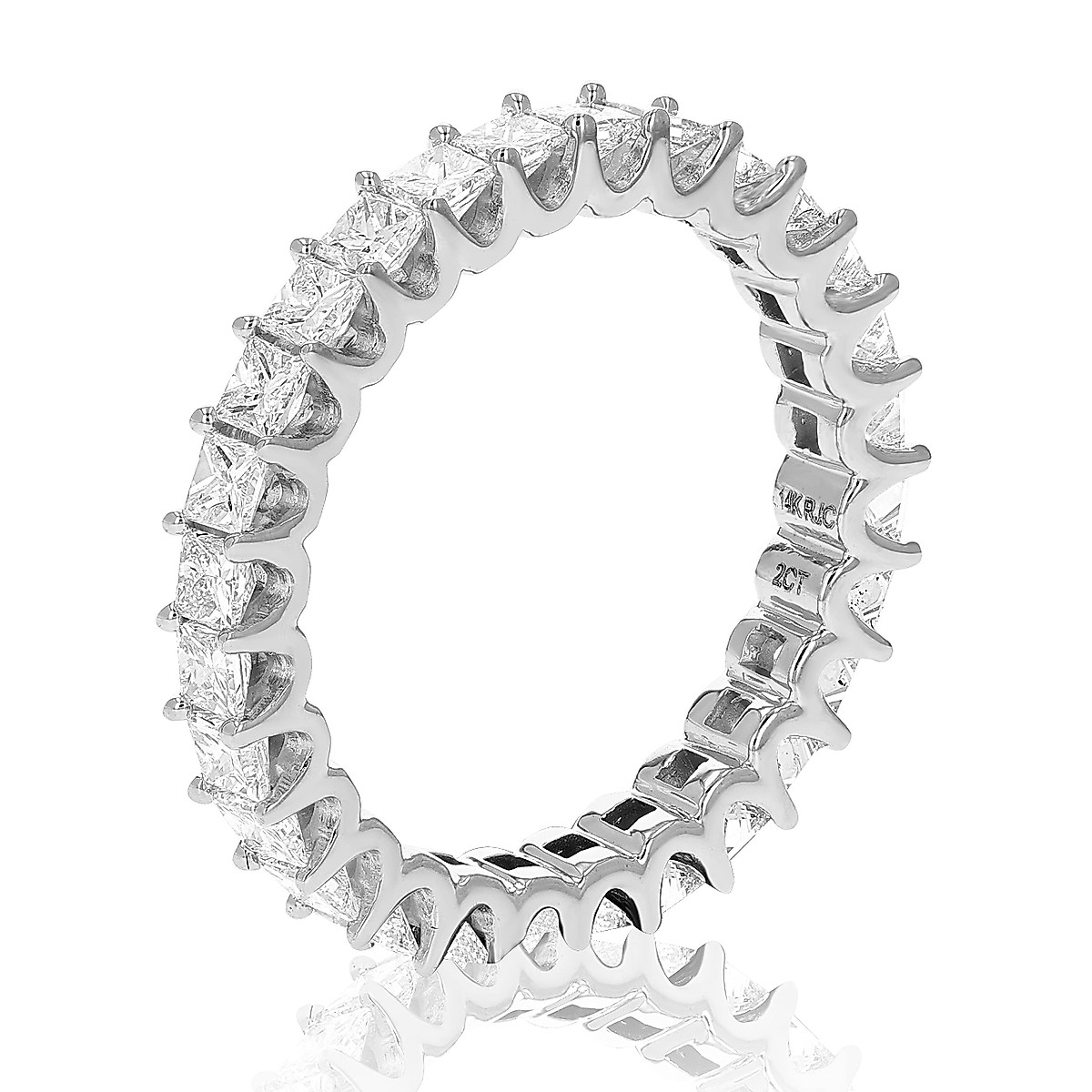 Vir Jewels 2 cttw Diamond Eternity Ring for Women, Princess Cut Diamond Wedding Band in 14K White Gold Prong Set, Size 6