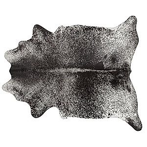 ecowhides Black Salt and Pepper Brazilian Cowhide Area Rug, Cowskin Leather Hide for Home Living Room (XL) 7 x 6 ft