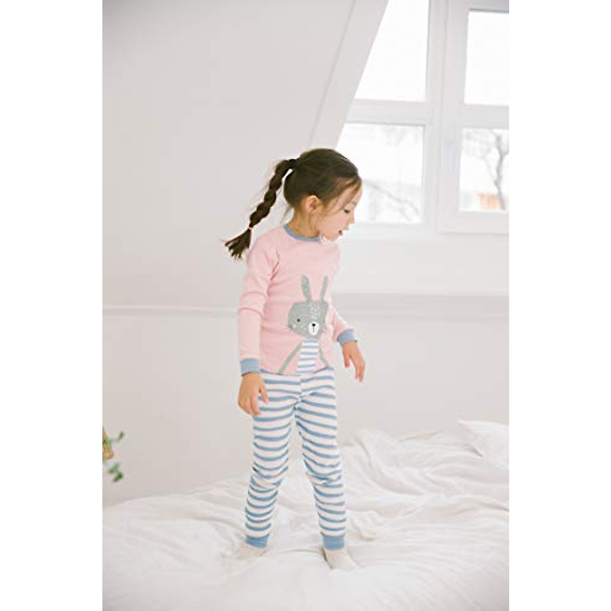 VAENAIT BABY Kids Girls Sleepwear Pajama 2pcs Set Pink Bunny 3T/M