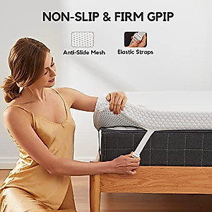 Marsail 3 Inch Gel Memory Foam Mattress Topper for Cooling Sleep, Premium Bed Topper with Non-Slip Removable Soft Cover, CertiPUR-US Certified, Full, White