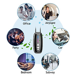 Portable Air Purifier,Timeage Personal Air Purifier Necklace, Wearable Mini Air Ionizer Eliminates Pollen,Smoke,Dust for Outdoor,Travel(Black)