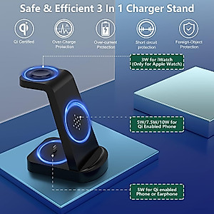 3 in 1 Wireless Charging Station KOOPAO Fast Portable Wireless Charger Dock Stand Compatible with iPhone 14/12/13/11 Pro Max/X/XS/XR/8/8 Plus, iWatch and iPods Series