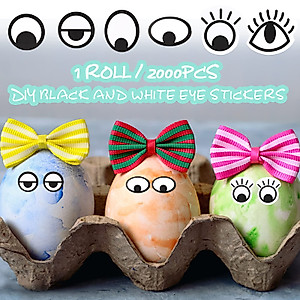 THINP Eye Stickers, 1000 Pcs Self-Adhesive Stickers, Children Stickers, Cartoon Mini Labels for DIY Crafts, Scrapbook, Notebook, Party Favor (Black)