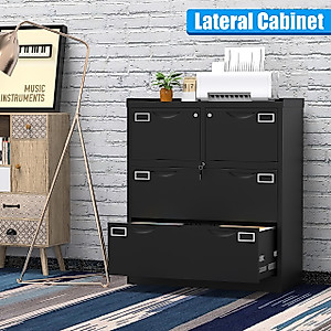 3 Drawer Lateral File Cabinet with Lock Metal Filing Storage Cabinet for A4 Legal/Letter Size File Cabinet Locked Steel Lateral File Drawers,Wide Filing Organization Storage Cabinets for Home Office