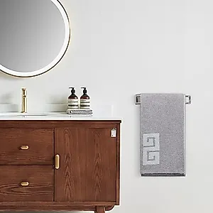 NearMoon Hand Towel Holder/Towel Ring Strong Hold Self Adhesive Bathroom Towel Bar, Thicken Stainless Steel Towel Rack- Sticky Towel Hanger, Contemporary Style, NO Drilling (Brushed Nickel)