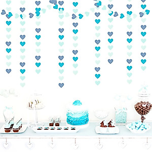 Light-Royal Blue Party Decorations Heaart Garland - 52Ft Mens Boy Birthday Baby Shower Bachelorette Graduation Hanging Streamers Banner,Dusty Bridal Wedding Backdrop Decor Huglony