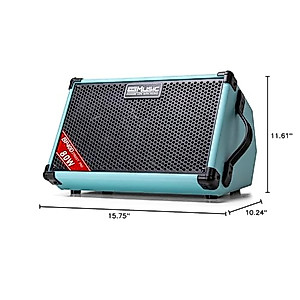 Coolmusic BP40D Powered Acoustic Guitar Amplifier- Portable Bluetooth Speaker 80W W/Battery with Reverb Chorus Delay Effect, 6 Inputs,3 Band EQ, Blue