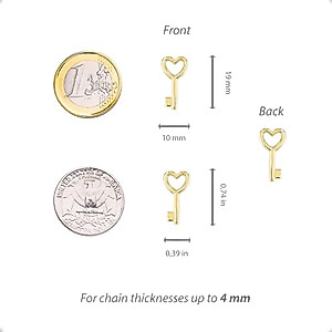 Lucchetta - 14k Gold Key to the door for my Heart Pendant, Womens Charm for Necklaces Bracelets (up to 4mm thickness)