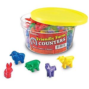 Learning Resources Friendly Farm Animal Counters - 72 Pieces, Ages 3+ Toddler Learning Toys, Preschool Learning Supplies, Classroom Desk Pets, Educational Counting and Sorting Toy