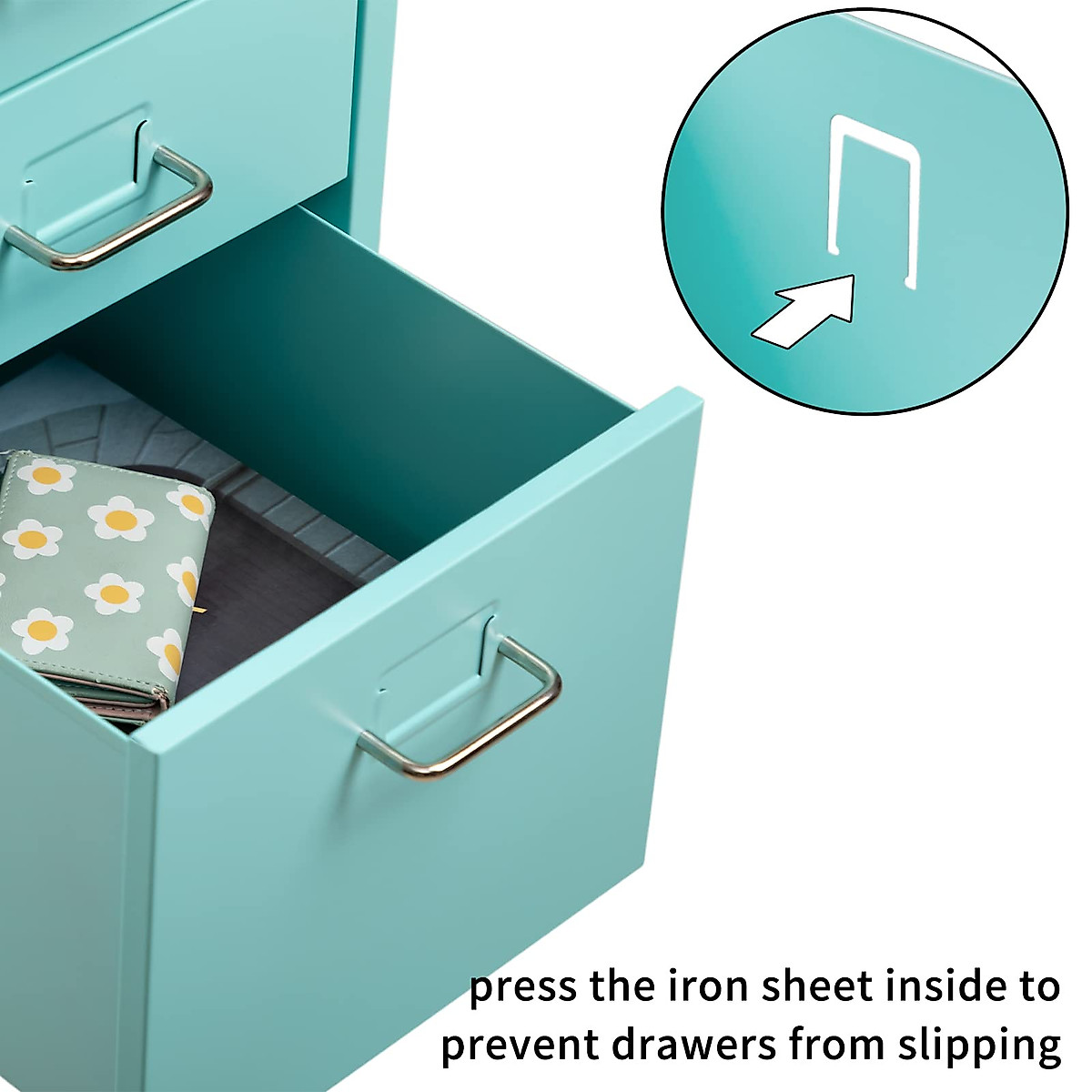 HollyHOME 3-Drawer Mobile Classification Storage Cabinet, Under Desk for A4 Mini File Cabinet, Mobile File Cabinet with Wheels for Home and Office, Blue