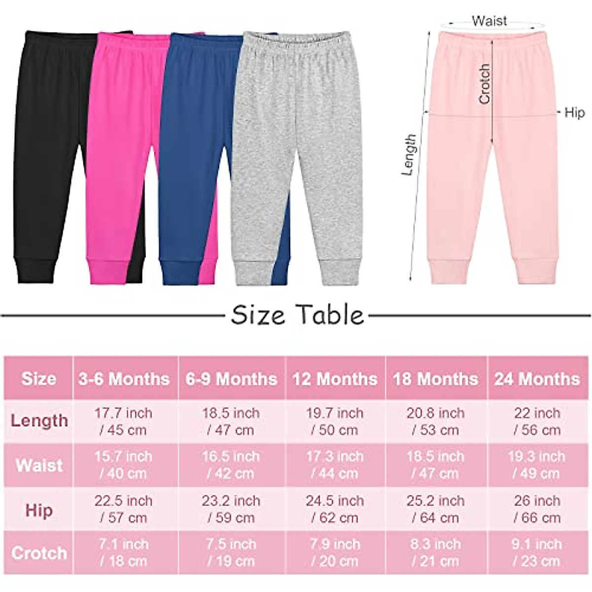 Resinta 5 Pack Winter Baby Girls' Pants Toddler Girls' Soft Cotton Leggings Thick Warm Baby Girls' Pull-on Pants, 18 Months