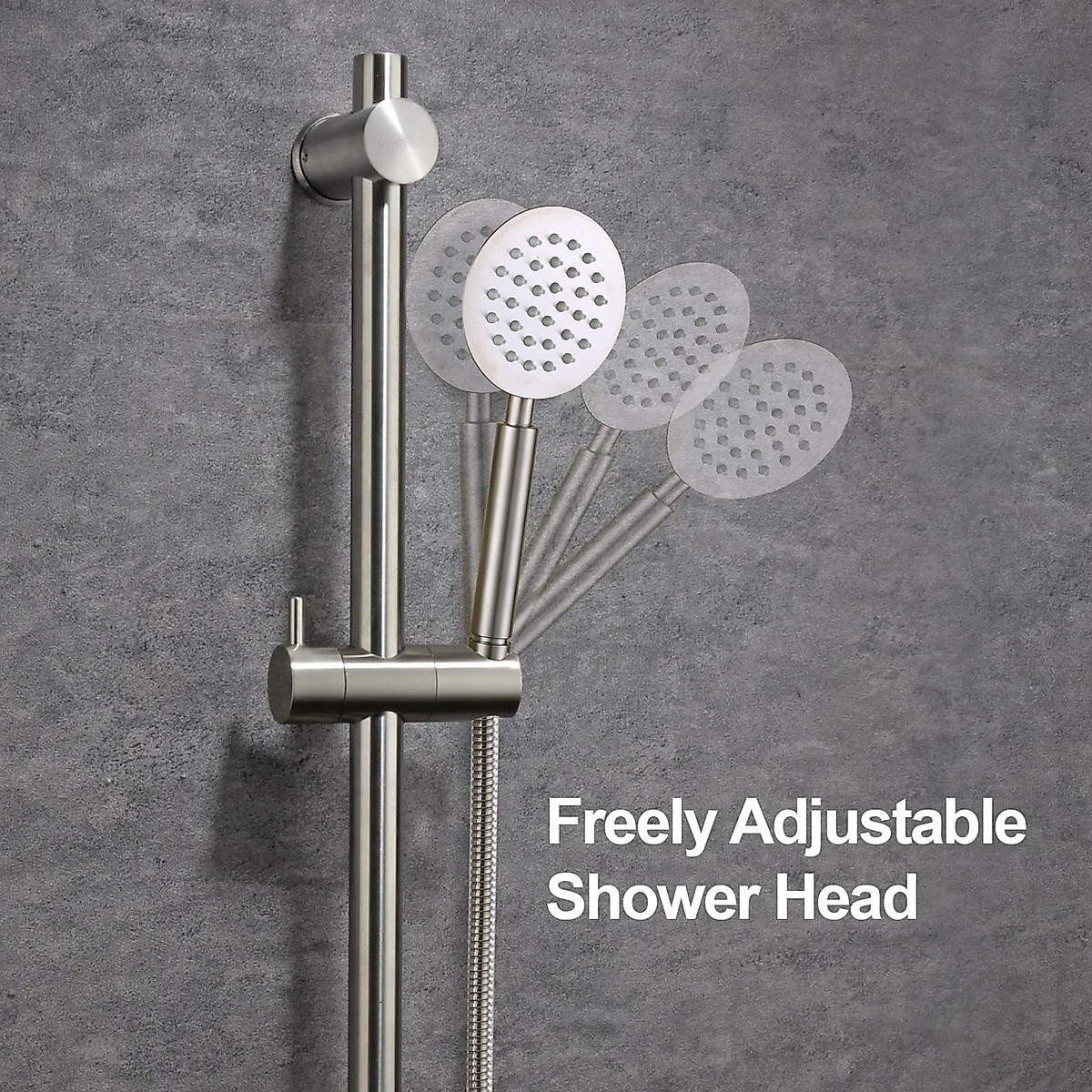 HAMOLER 24 Inch Shower Slide Bar with Adjustable Shower Holder Stainless Steel Wall Mount Sliding Bar, Brushed Nickel