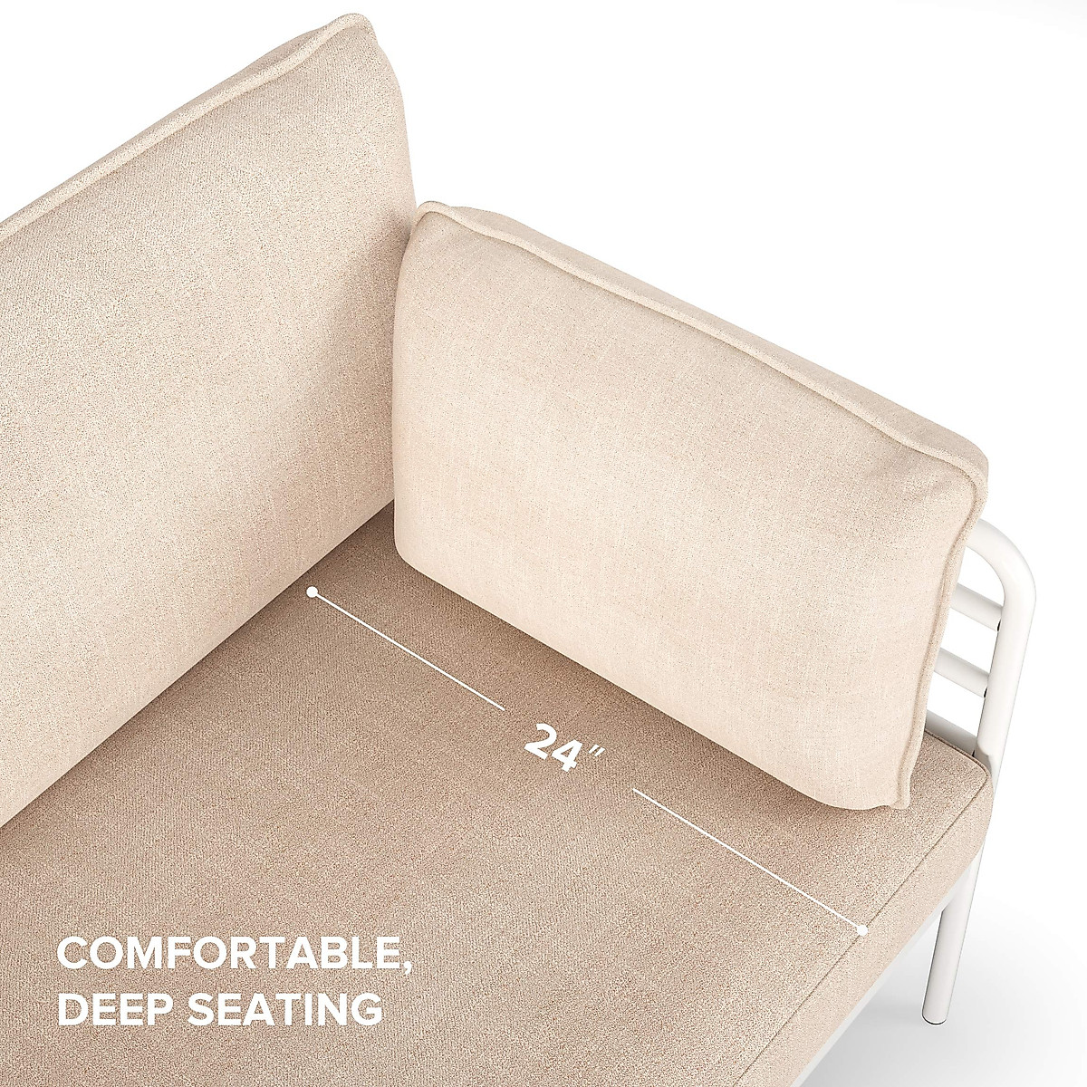 ZINUS Amanda Navy Metal Sofa / Steel Framework with Upholstered Cushions / Easy Assembly