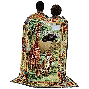 Pure Country Weavers African Plains Blanket by Parker Fulton - Gift Tapestry Throw Woven from Cotton - Made in The USA (72x54)
